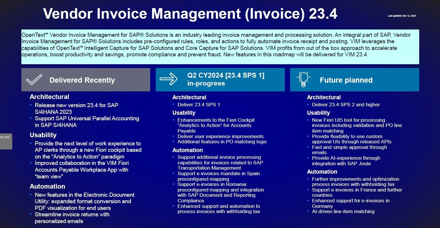 What's new in OpenText Vendor Invoice Management 2024 edition - Avelon
