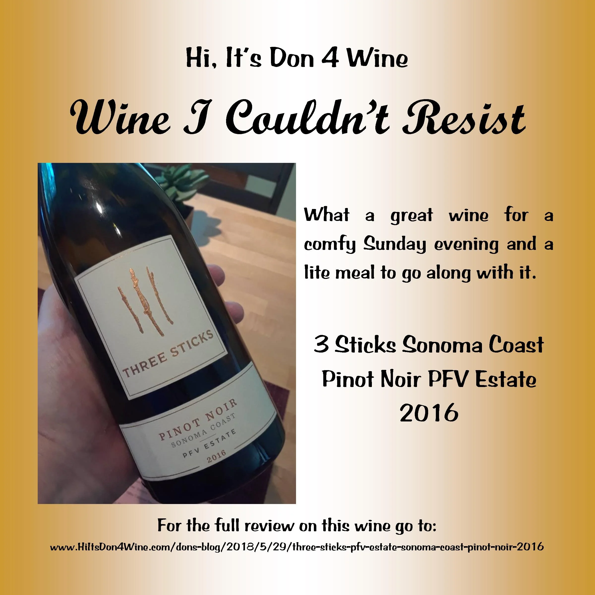 Three Sticks Sonoma Coast Pinot Noir PFV 2016 — Hi, it's Don 4 Wine