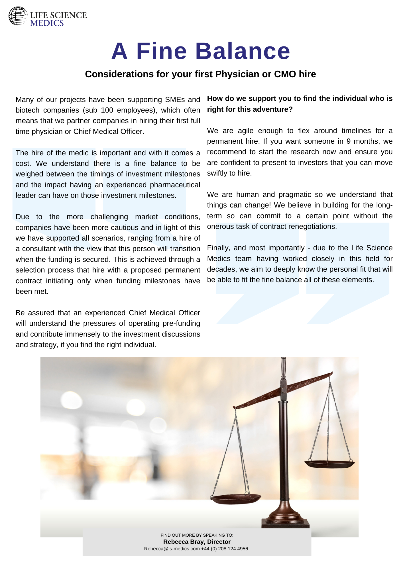 A Fine Balance — Life Science Medics