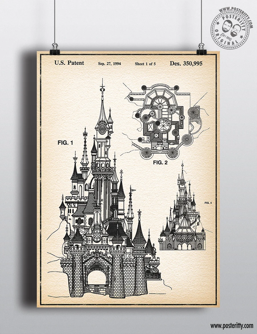 Cinderella Castle Blueprint Poster