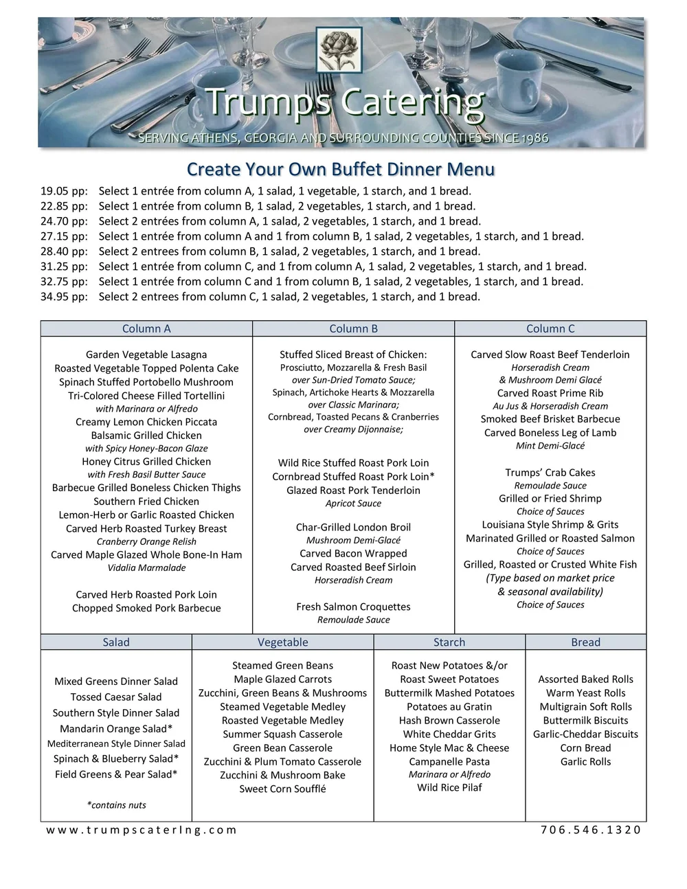 Create Your Own Buffet — Trumps Catering