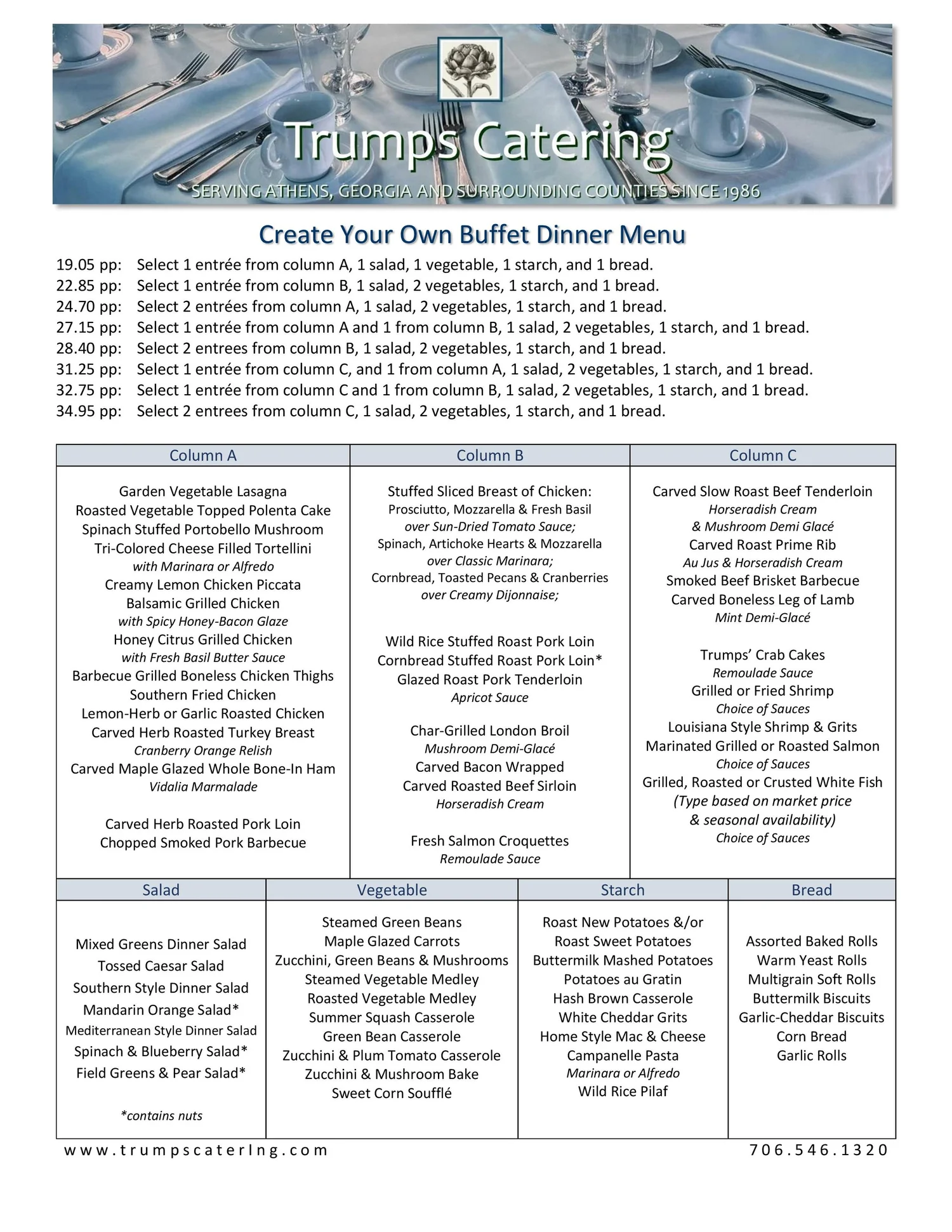 Create Your Own Buffet — Trumps Catering