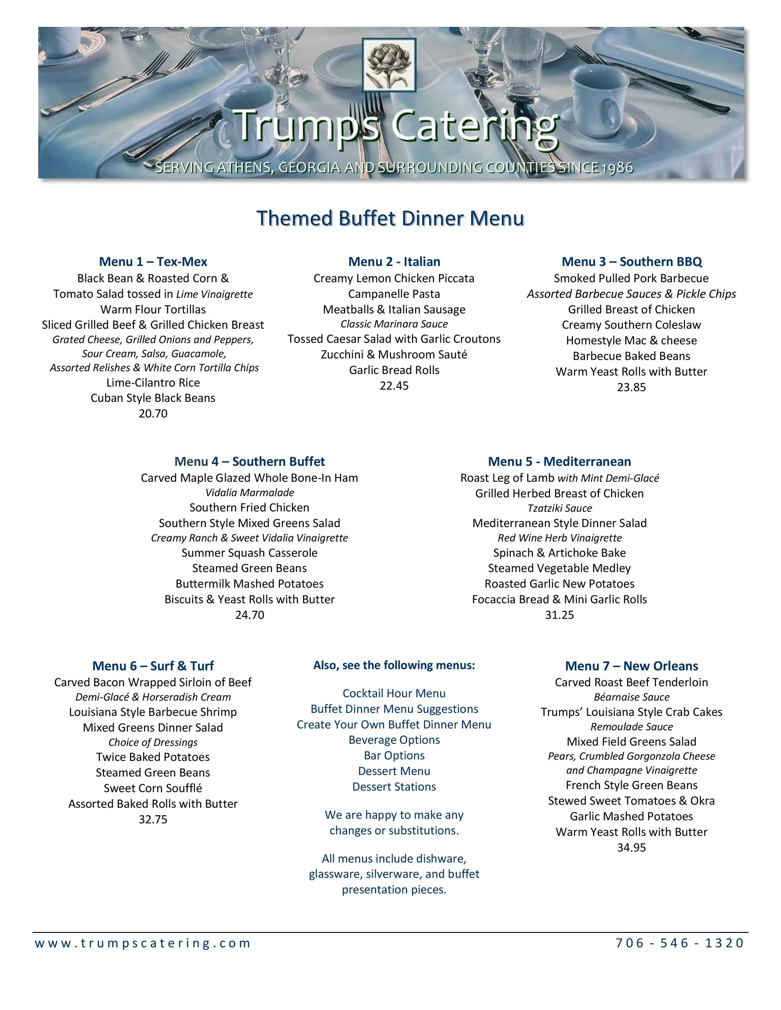 Themed Buffet Dinner — Trumps Catering