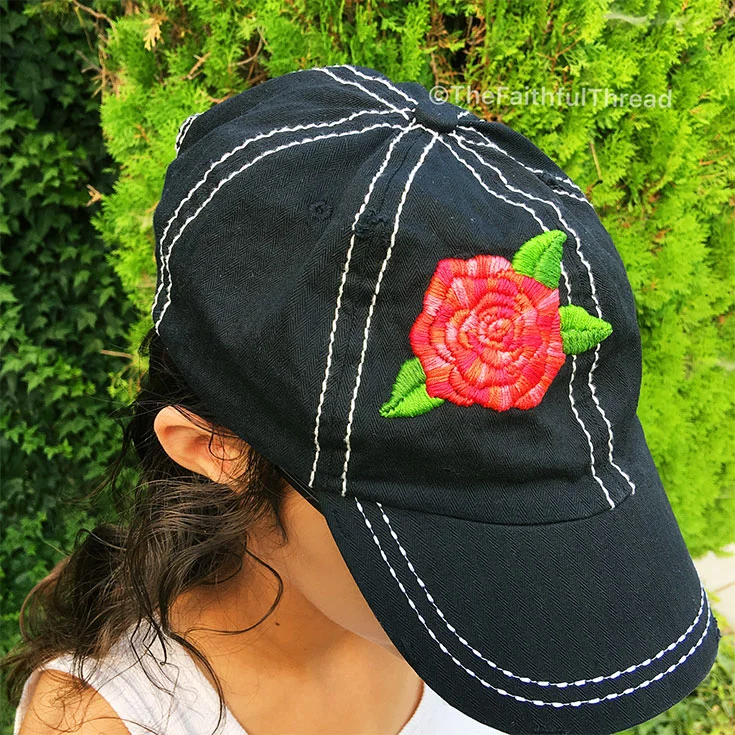 How to Hand Embroider a Feminine Floral Motif on Your Baseball Cap ...