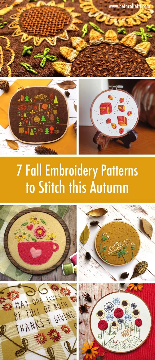 7 Fall Embroidery Patterns to Stitch this Autumn — Beth Colletti Art ...