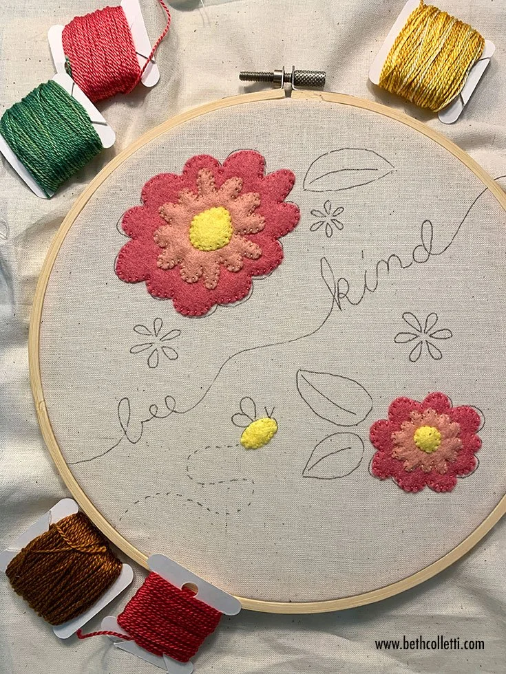 How To Add Felt Appliqu To A Hand Embroidery Pattern Beth Colletti