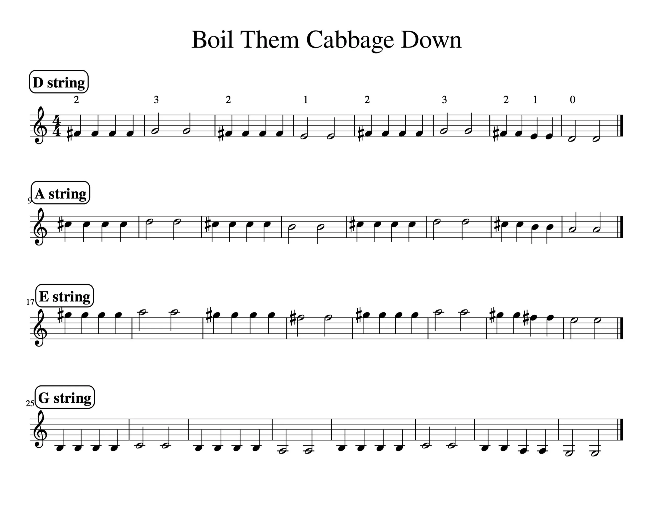 First Songs On The Violin With Sheet Music And Fingerings