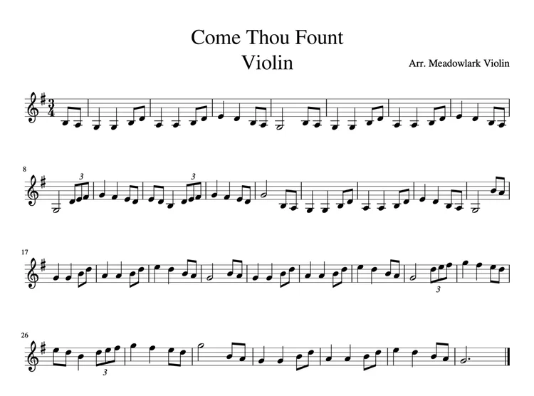 Easy Hymns For Violin (Free Sheet Music) — Meadowlark Violin Studio