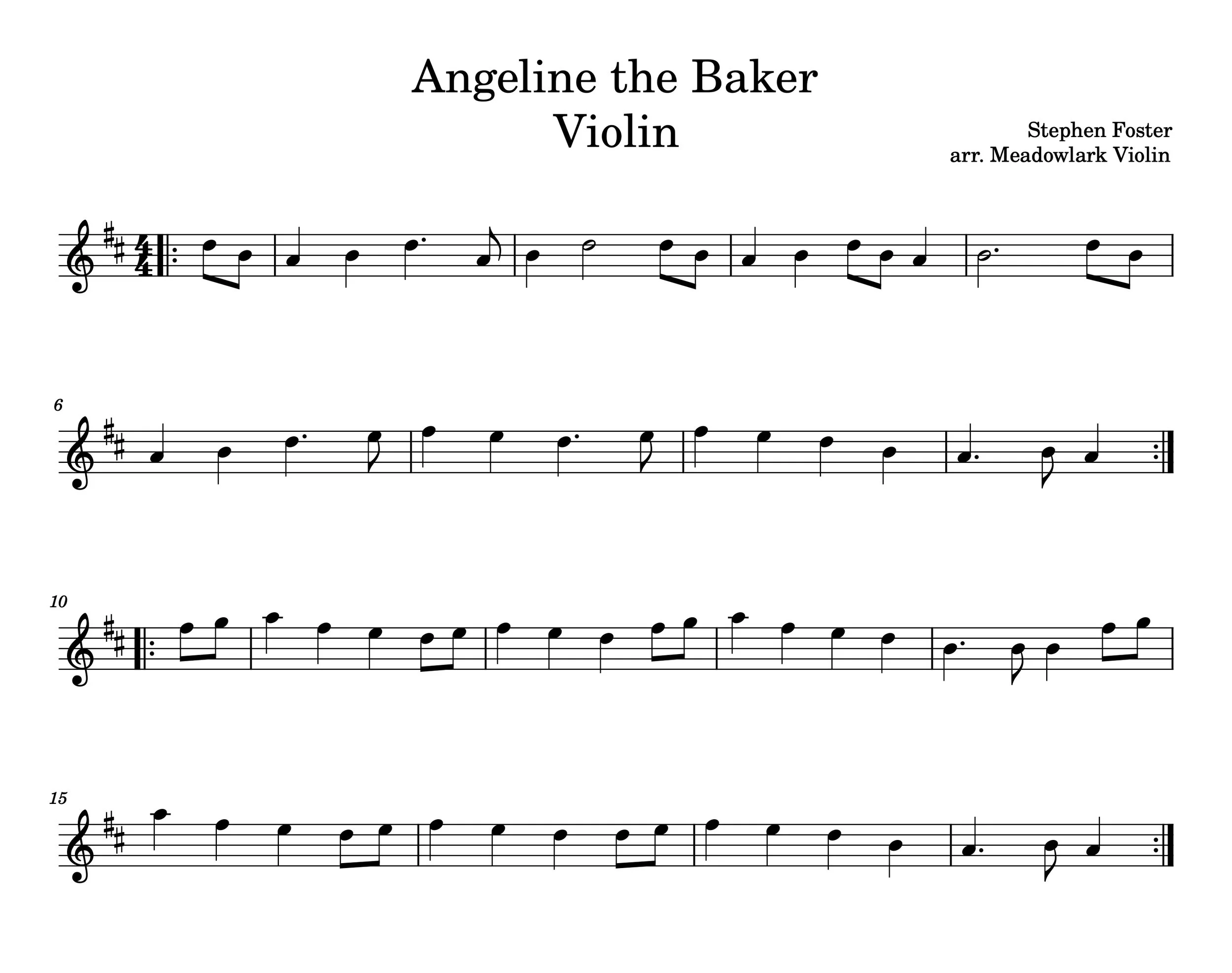 Easy Stephen Foster Songs for Violin (Free Sheet Music — Meadowlark ...
