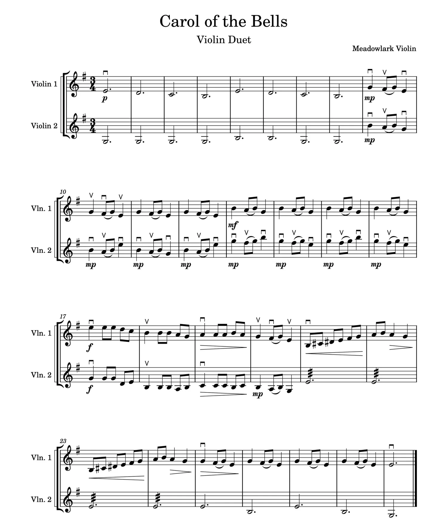 Easy Christmas Violin Duets (Violin Sheet Music) — Meadowlark Violin Studio
