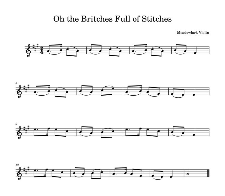 Oh The Britches Full of Stitches Easy Fiddle Sheet Music — Meadowlark ...