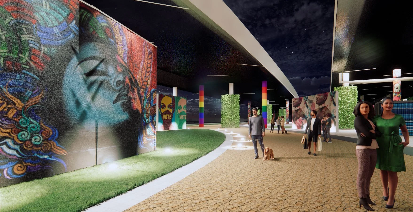 Trails Crossing, a new linear park under I-275 in downtown St. Pete ...