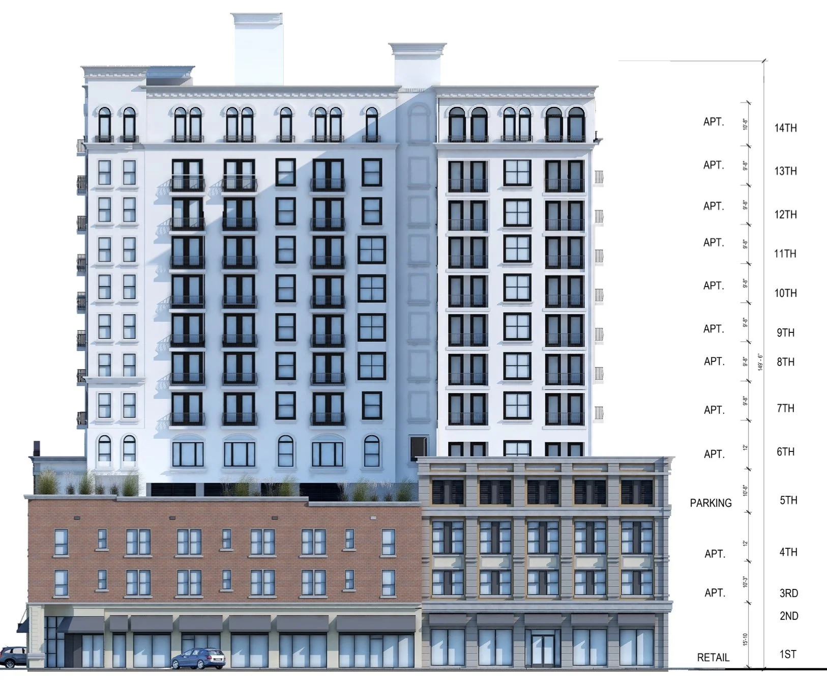 Revised plans approved for 14-story mixed-use building at 900 Central ...