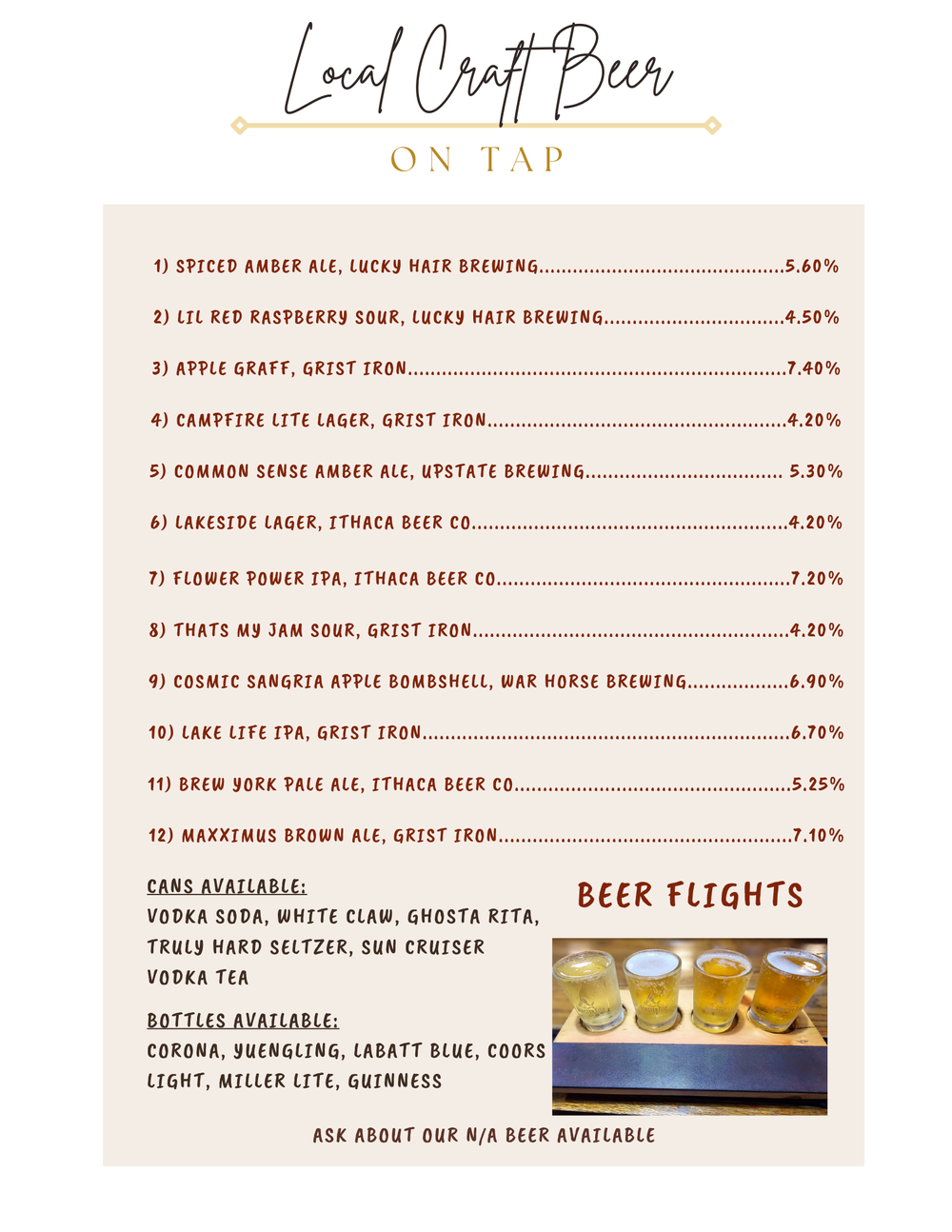 Beer & Wine — Rooster Fish Pub