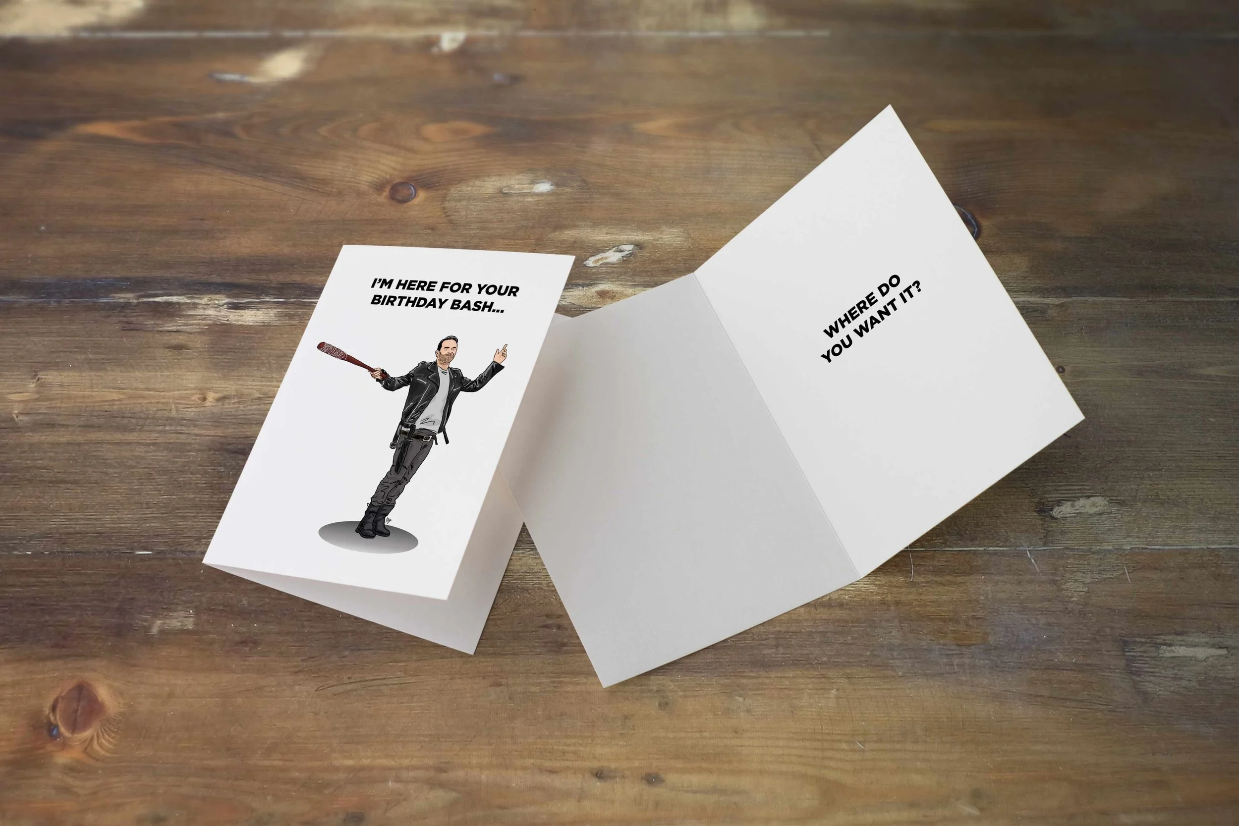 Negan Walking Dead Birthday Greeting Card — Mike Brennan Art & Design