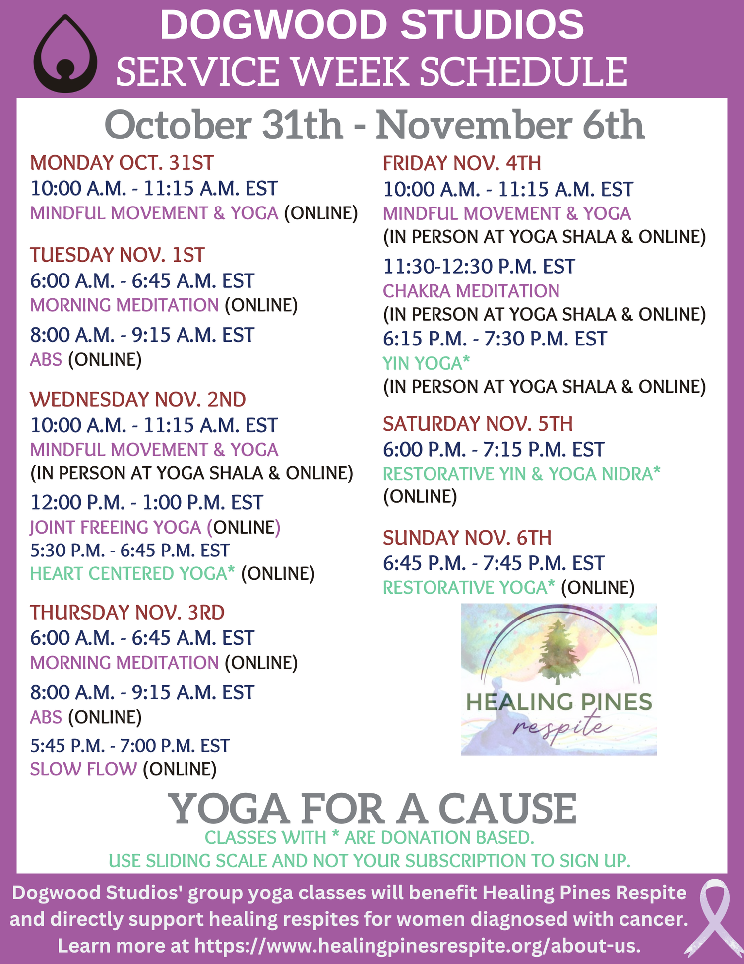 Dogwood Studios’ Fall Service Week 2022 Benefits Healing Pines Respite ...