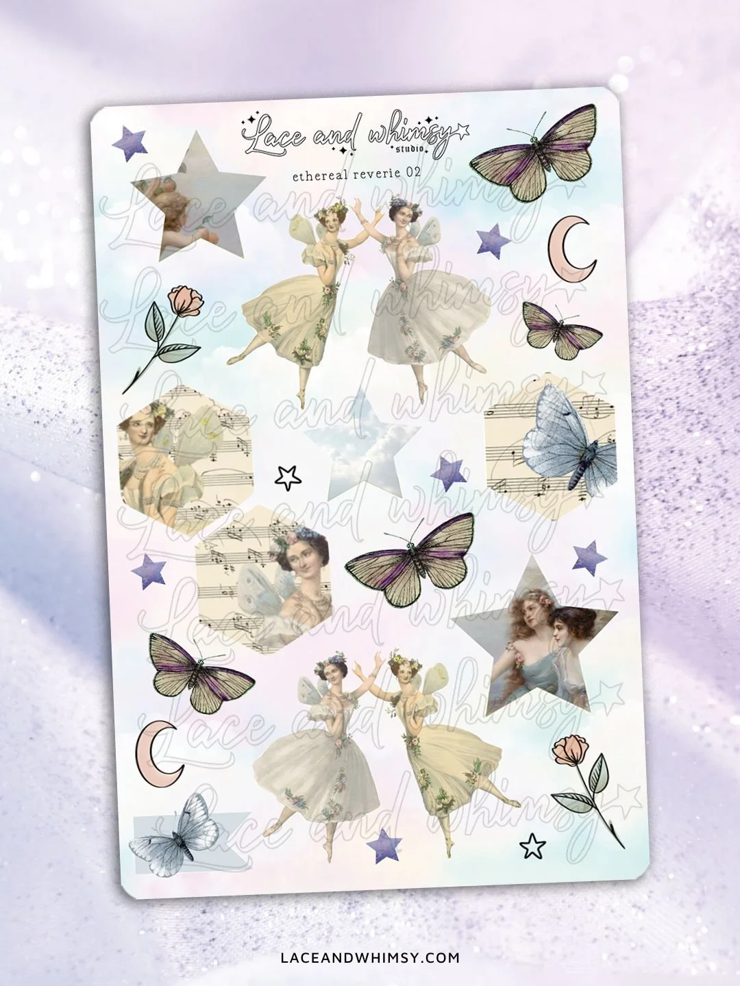 Lavender Stardust Sticker Sheet 4 Pack — Lace & Whimsy