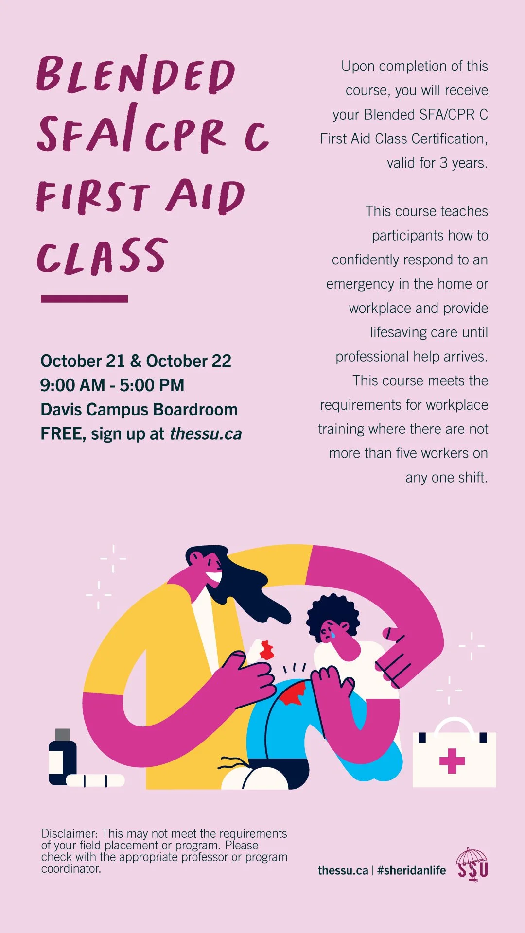 Blended SFA/ CPR C First Aid Class (DAV + Virtual) — Sheridan Student Union