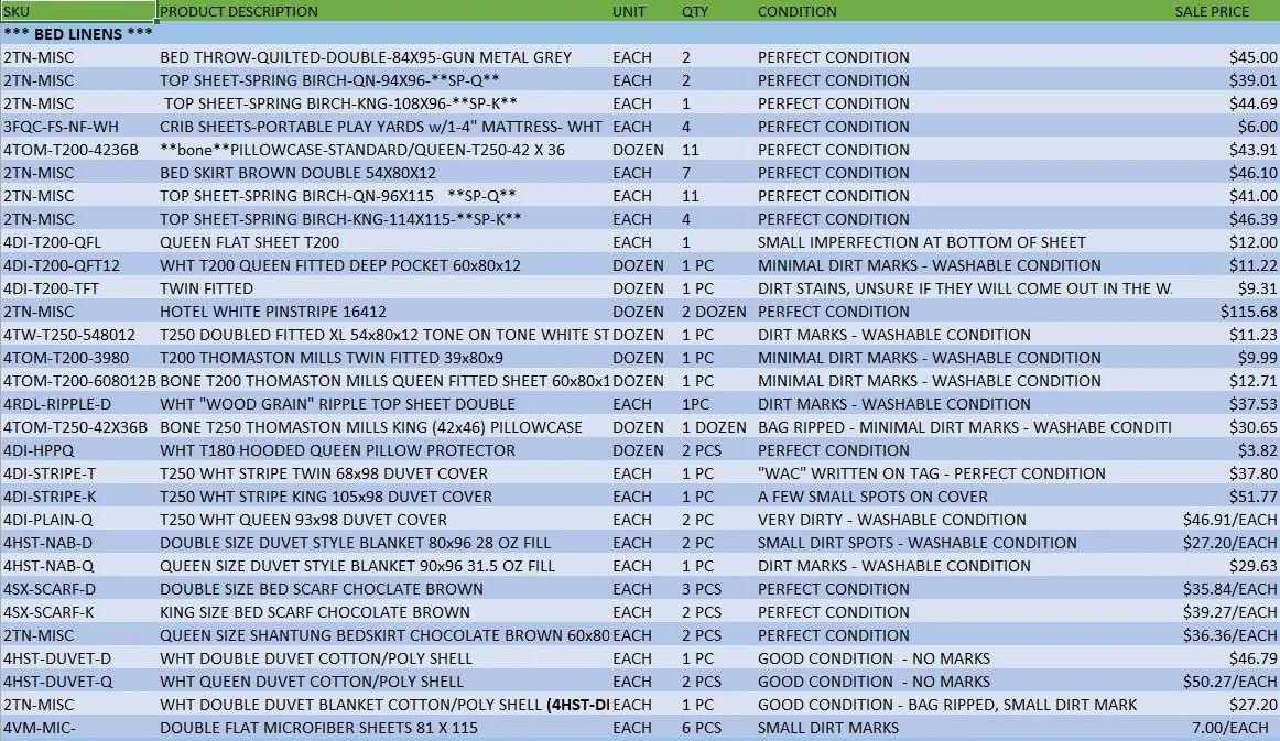 Hotel Supply Sale Items
