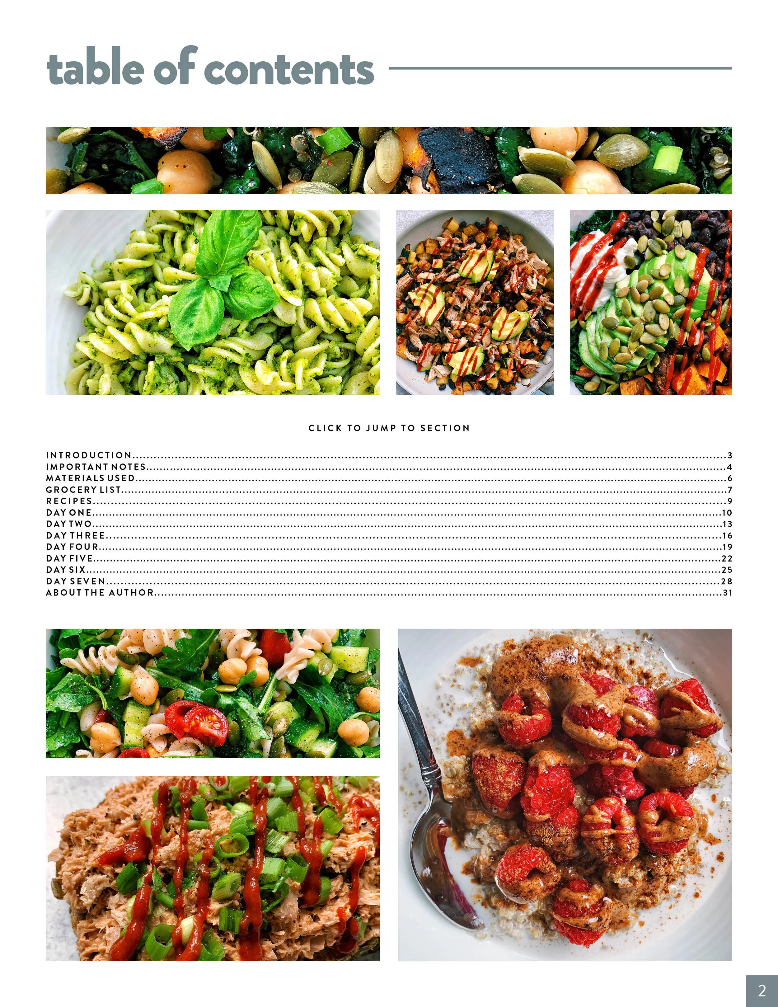 Food Magazine Table Of Contents