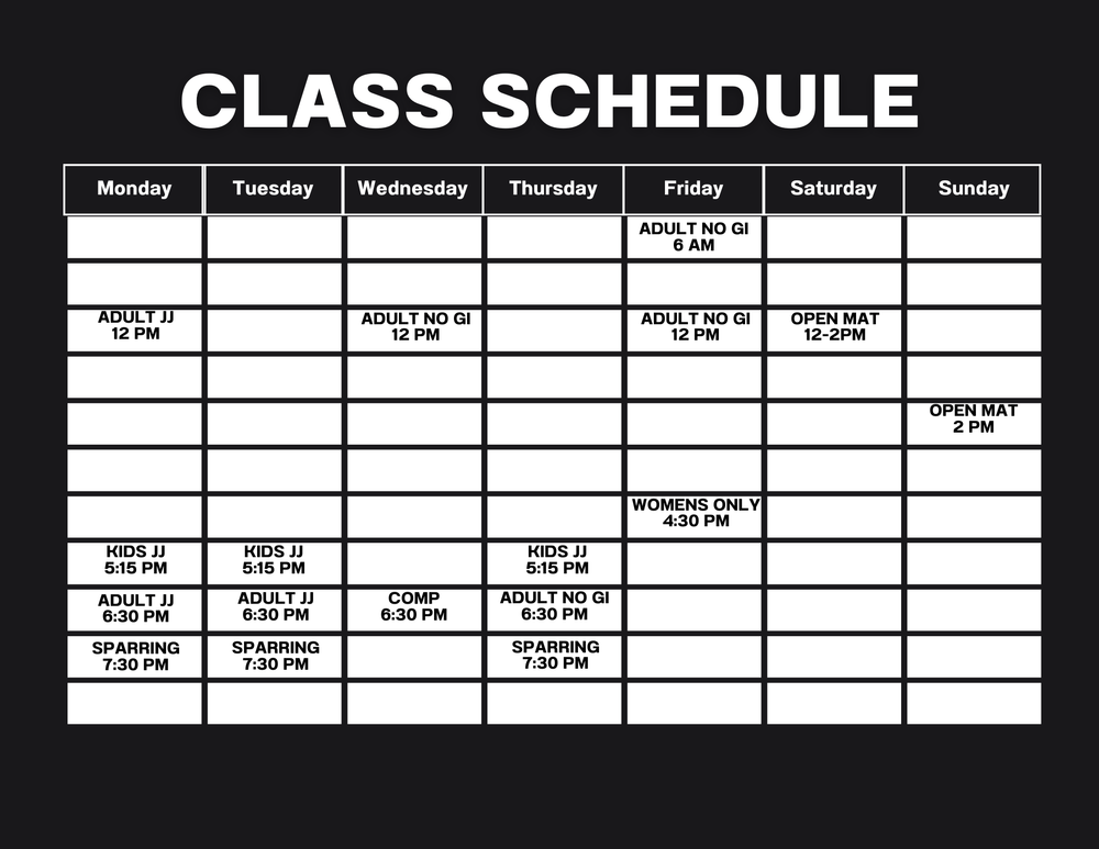 Pricing + Schedule — South Aiken Jiu-Jitsu