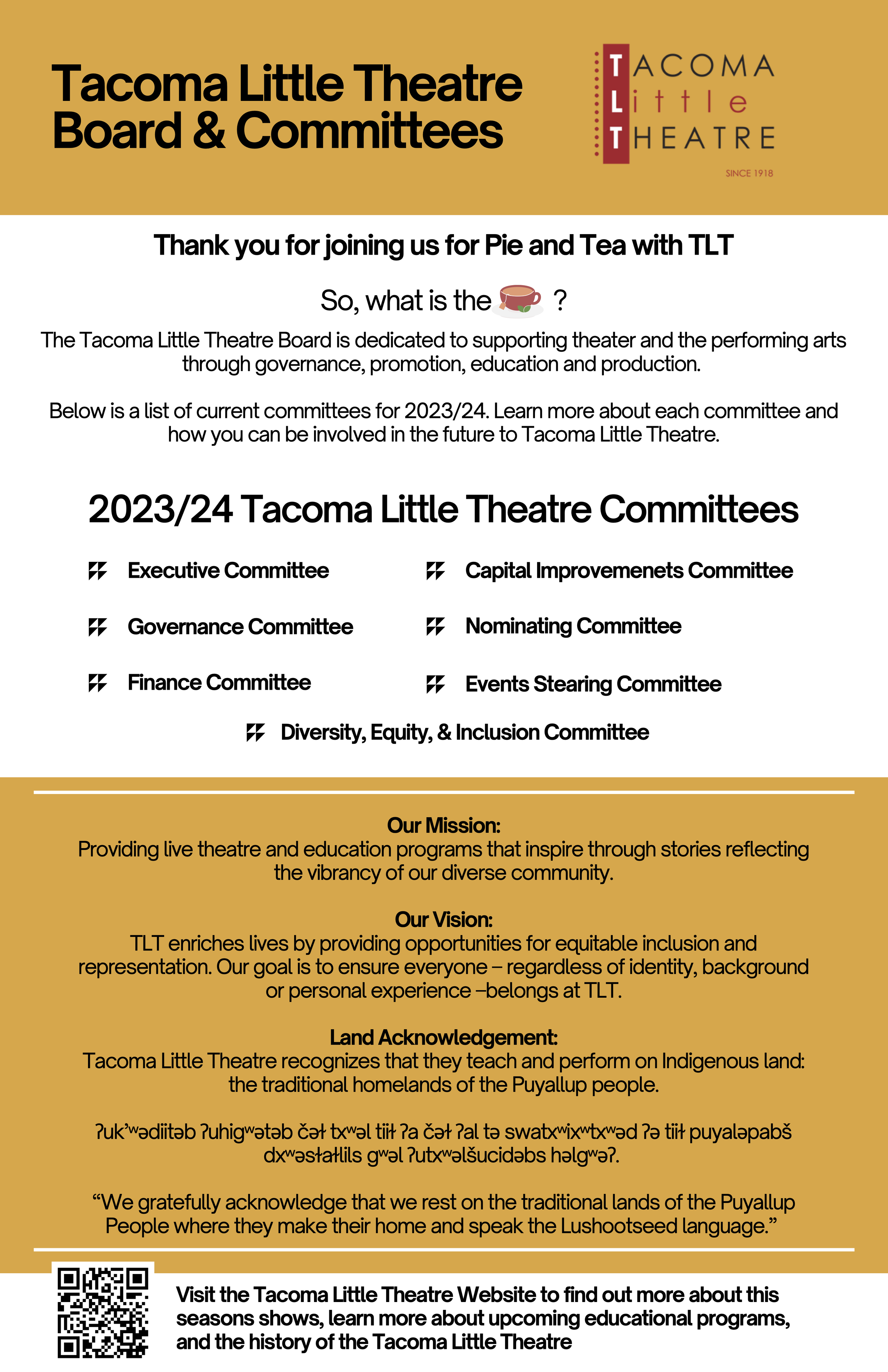 PIE & TEA WITH TLT - An Open House with the TLT Board — Tacoma Little ...