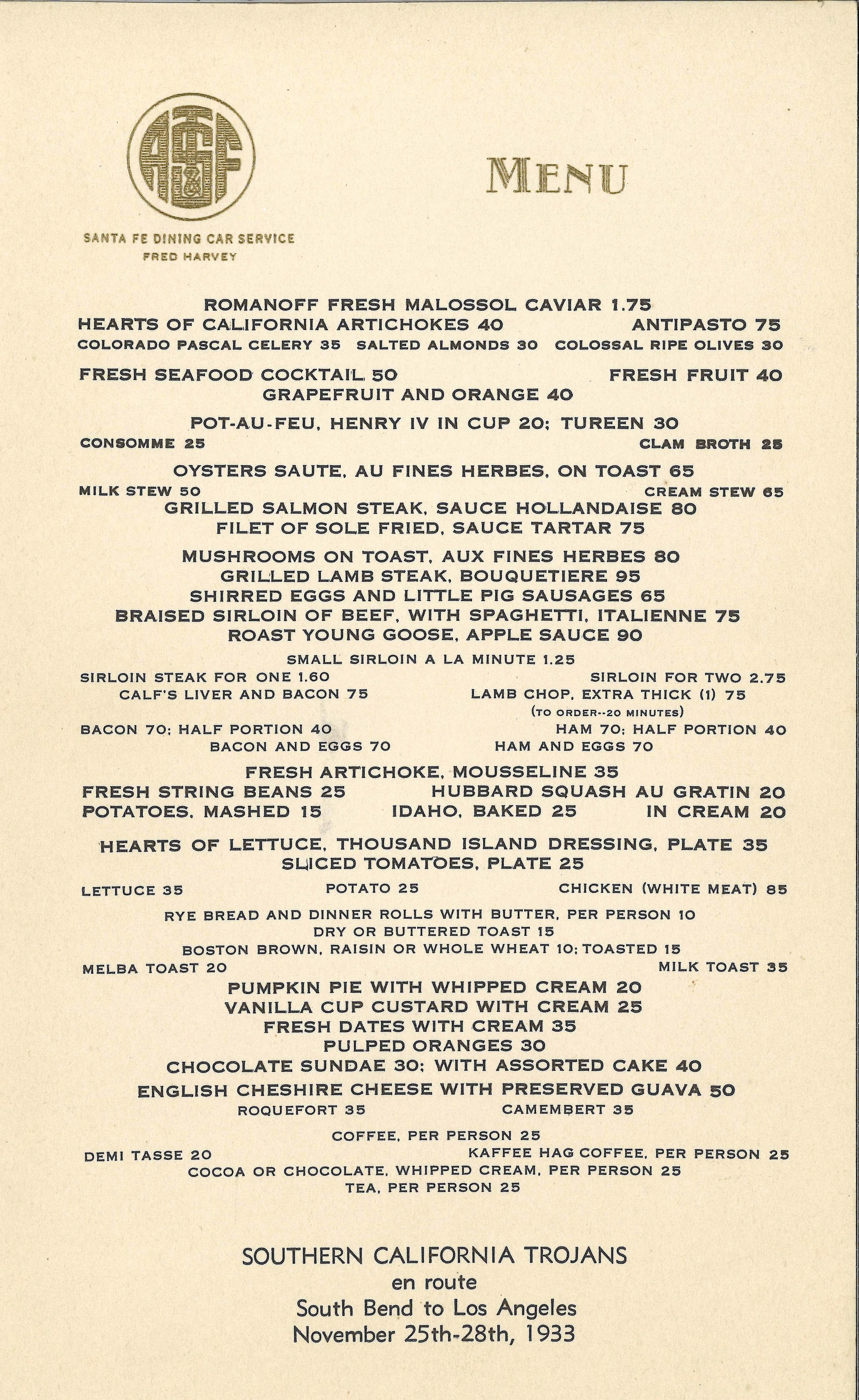 Santa Fe Menus — Texas Compound
