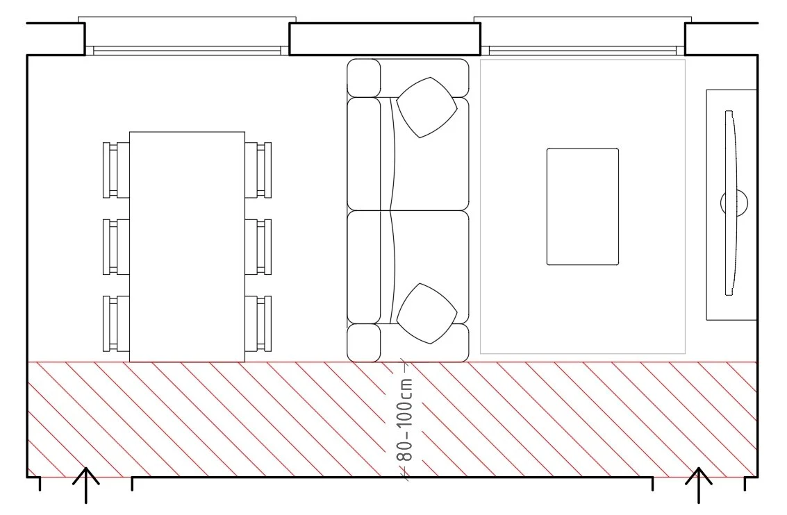 Arrevol Arquitectos: Cómo dimensionar un salón-comedor. Medidas mínimas ...
