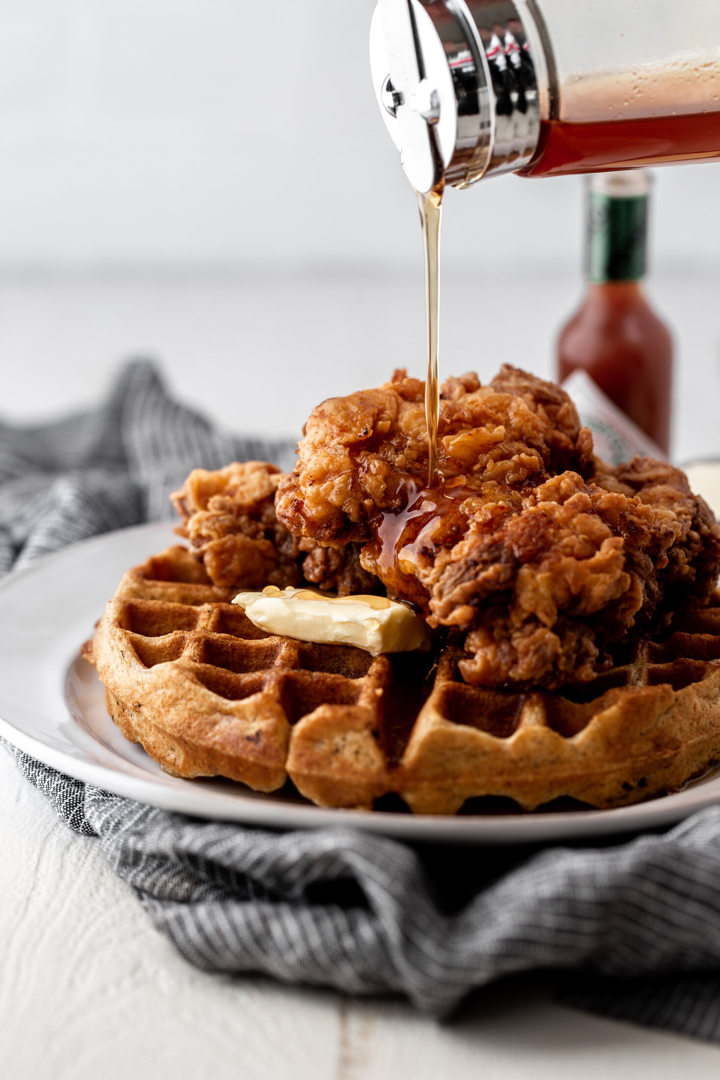 Fried Chicken and Waffles with Hot Sauce Maple Syrup — Cooking with ... Fried Chicken and Waffles with Hot Sauce Maple Syrup — Cooking with ...