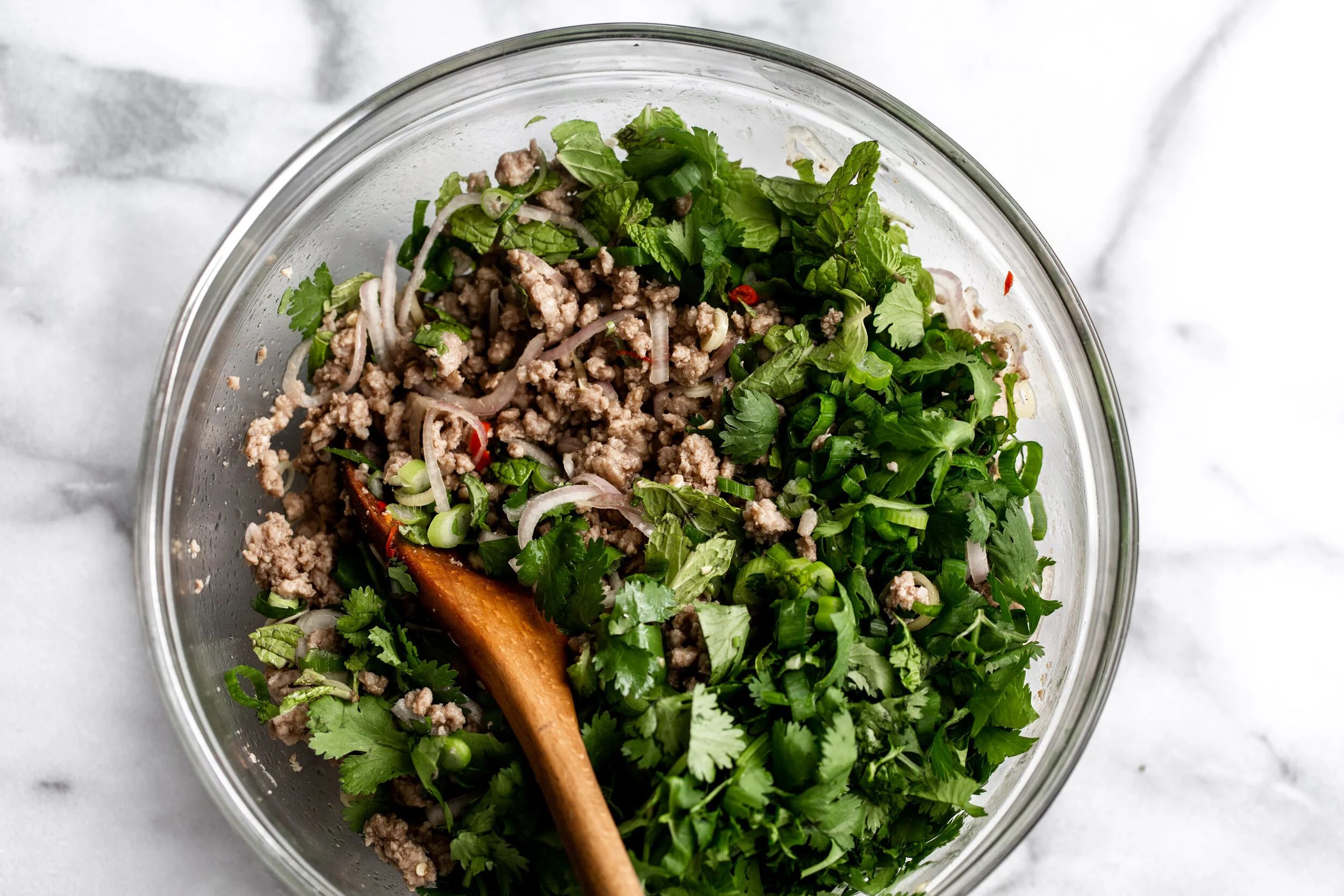 Issan-Style Pork Larb — Cooking with Cocktail Rings