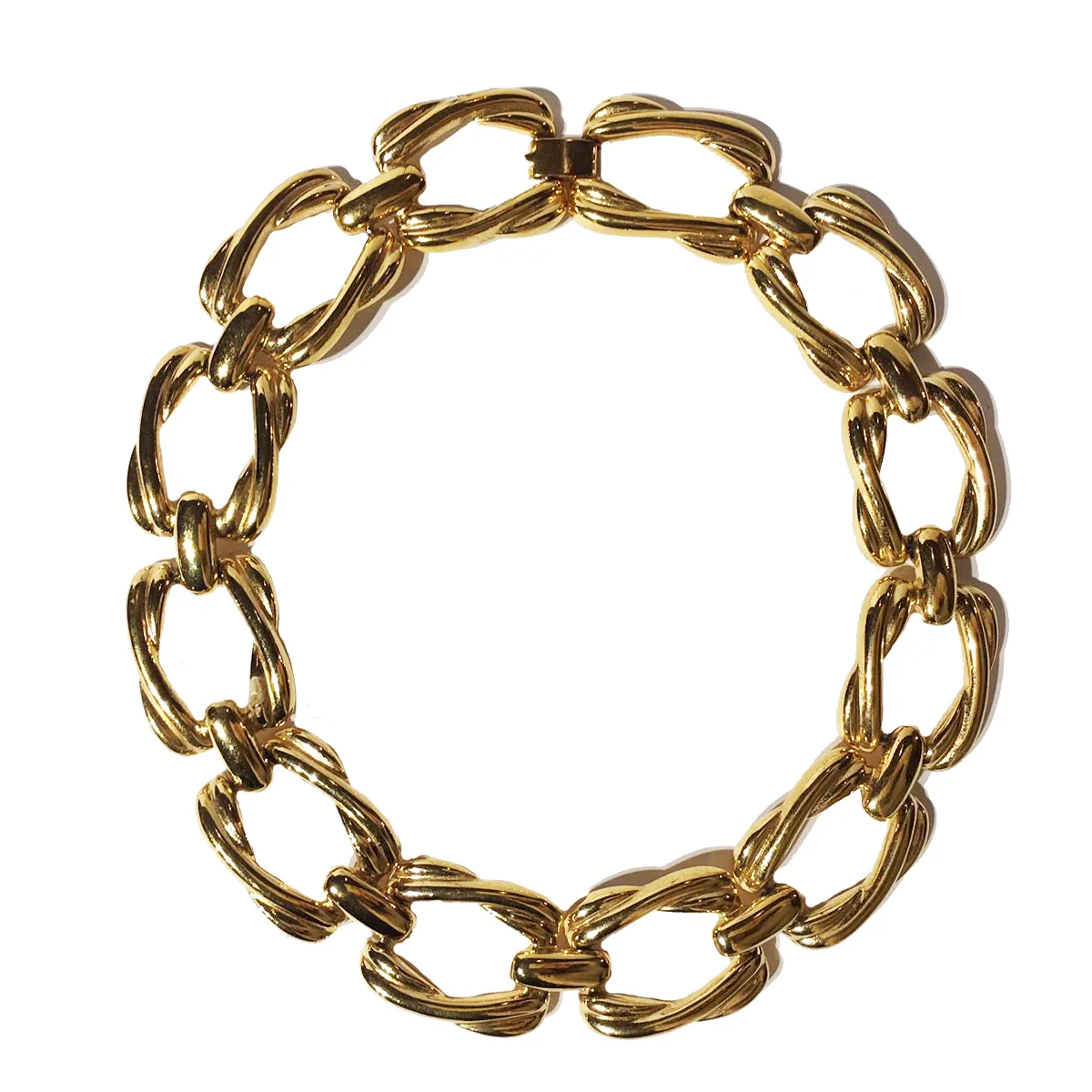 Short Gold Tone Rectangular Chain Link Necklace — Image By Eve