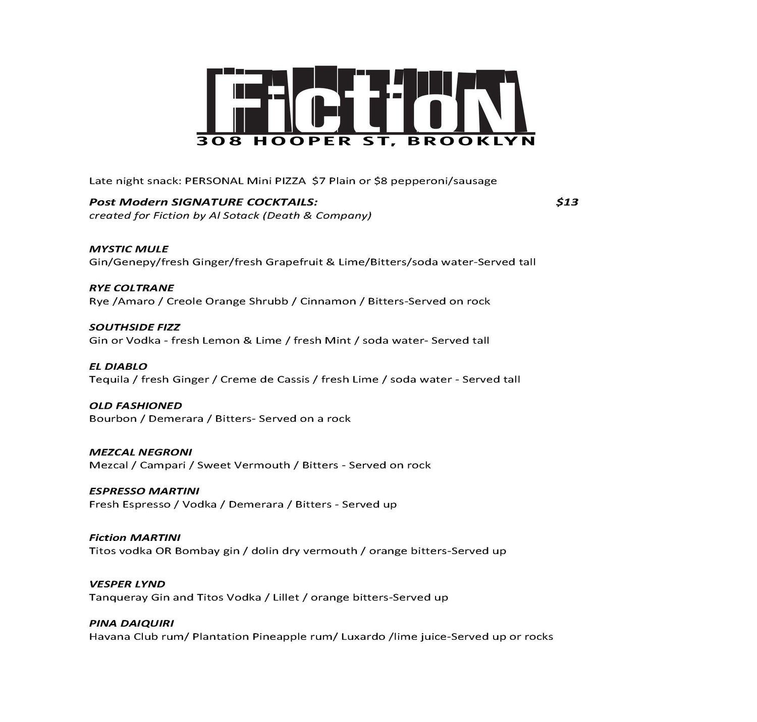 Menu — Fiction Bk