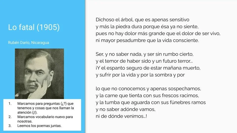 Comentario del poema: "Lo fatal" (A2) — Meridian Academy