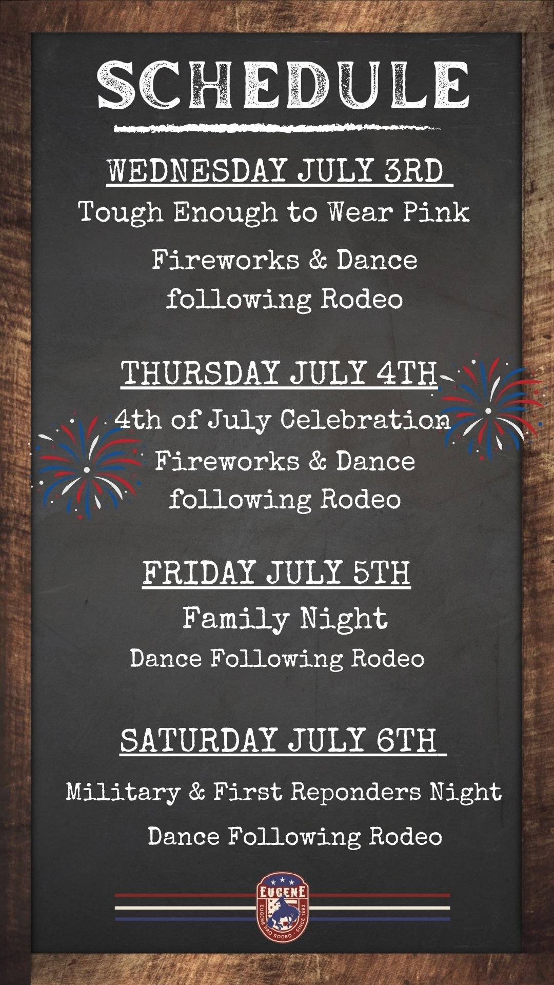 Nightly Events Schedule — Eugene Pro Rodeo