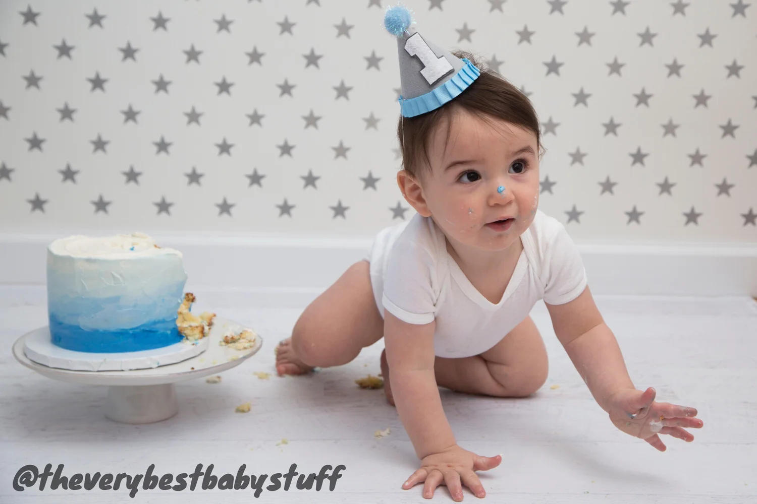 Blue Ombre & Silver Star Cake Smash — The Very Best Baby Stuff
