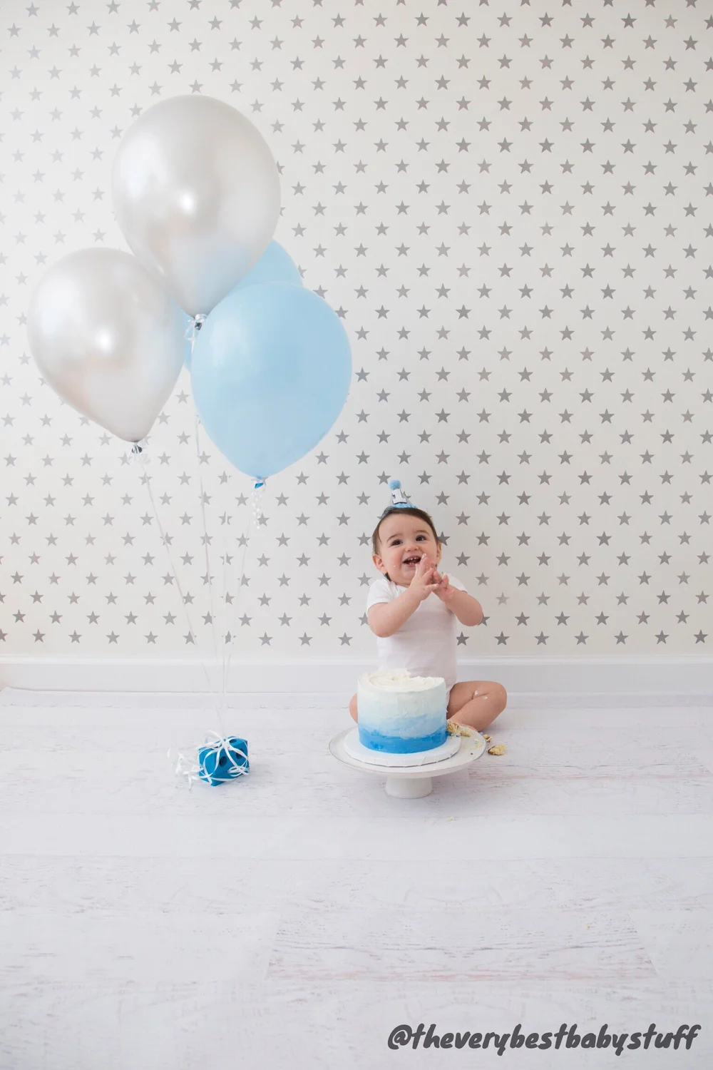 Blue Ombre & Silver Star Cake Smash — The Very Best Baby Stuff