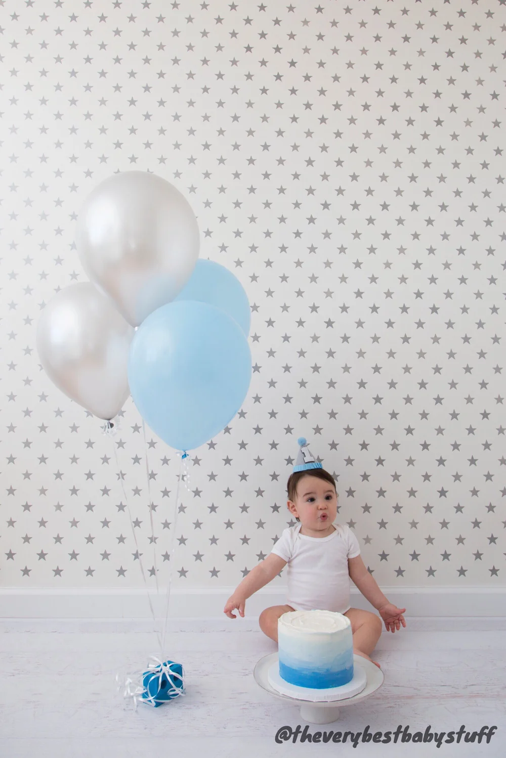 Blue Ombre & Silver Star Cake Smash — The Very Best Baby Stuff