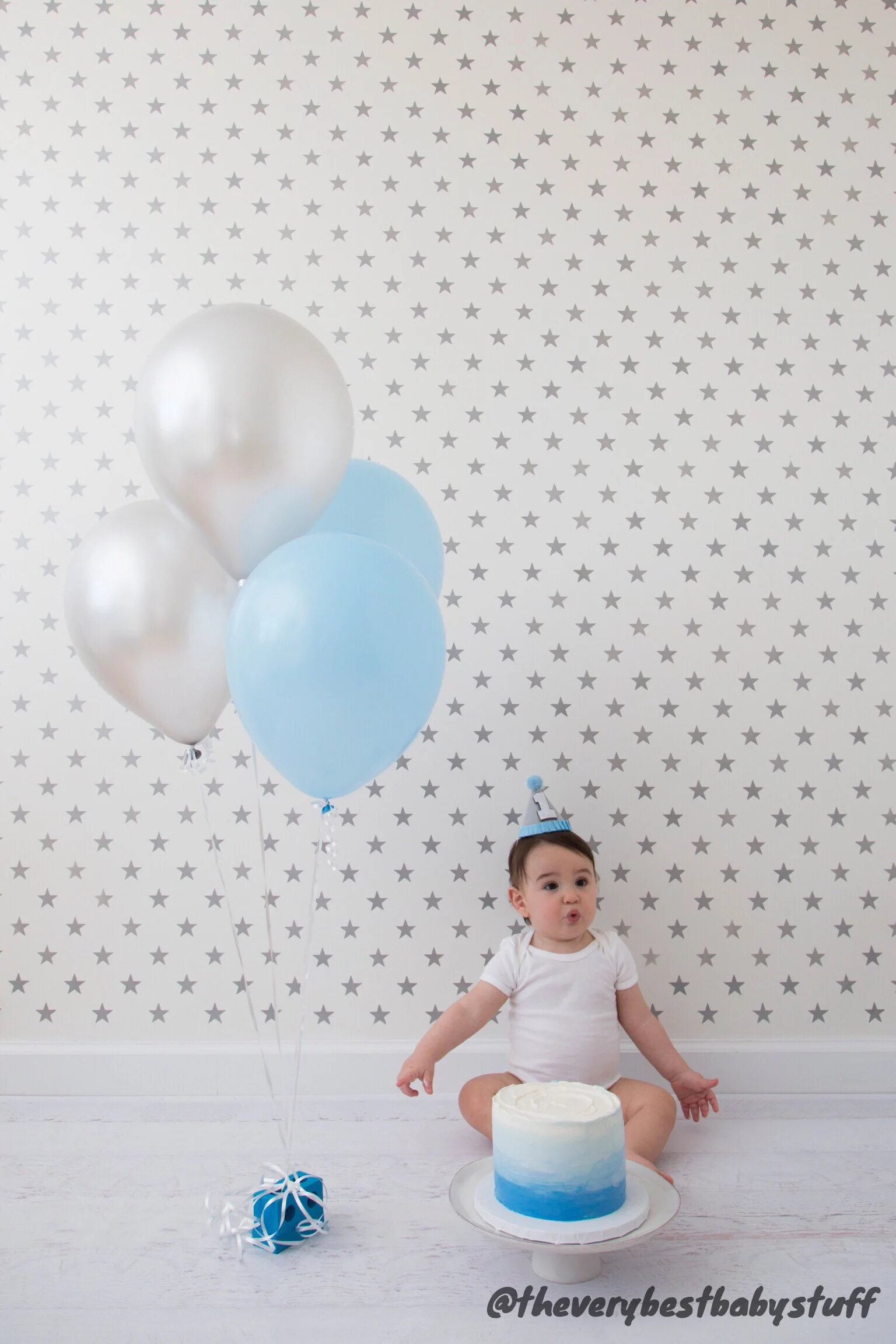Blue Ombre & Silver Star Cake Smash — The Very Best Baby Stuff