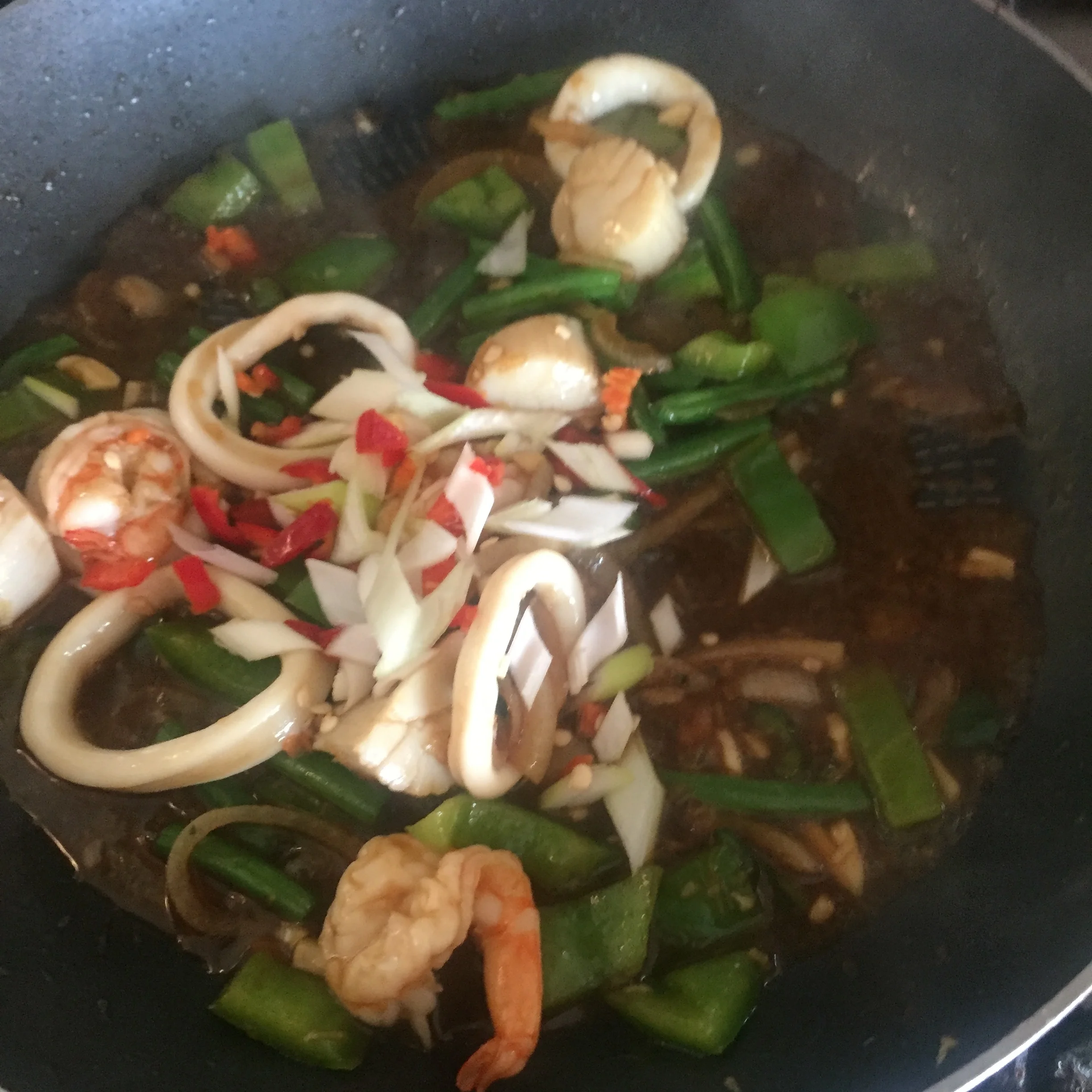 Stir fry seafood with chillies // pad talay — RACHEL WALDER