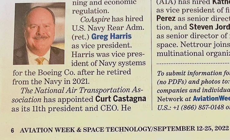 @AviationWeek recognizes new @CoAspire VP #GregHarris, former head of # ...