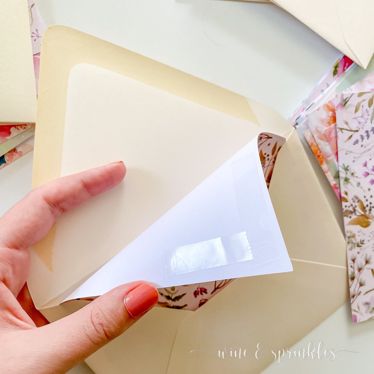 DIY Patterned Paper Envelope Liners and Invitation Mats — Wine & Sprinkles