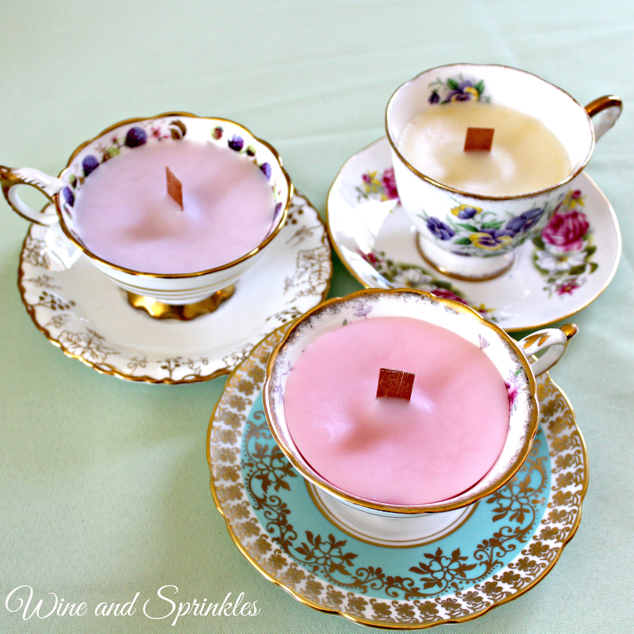 D.I.Y. Wood Wick Teacup Candles — Wine & Sprinkles
