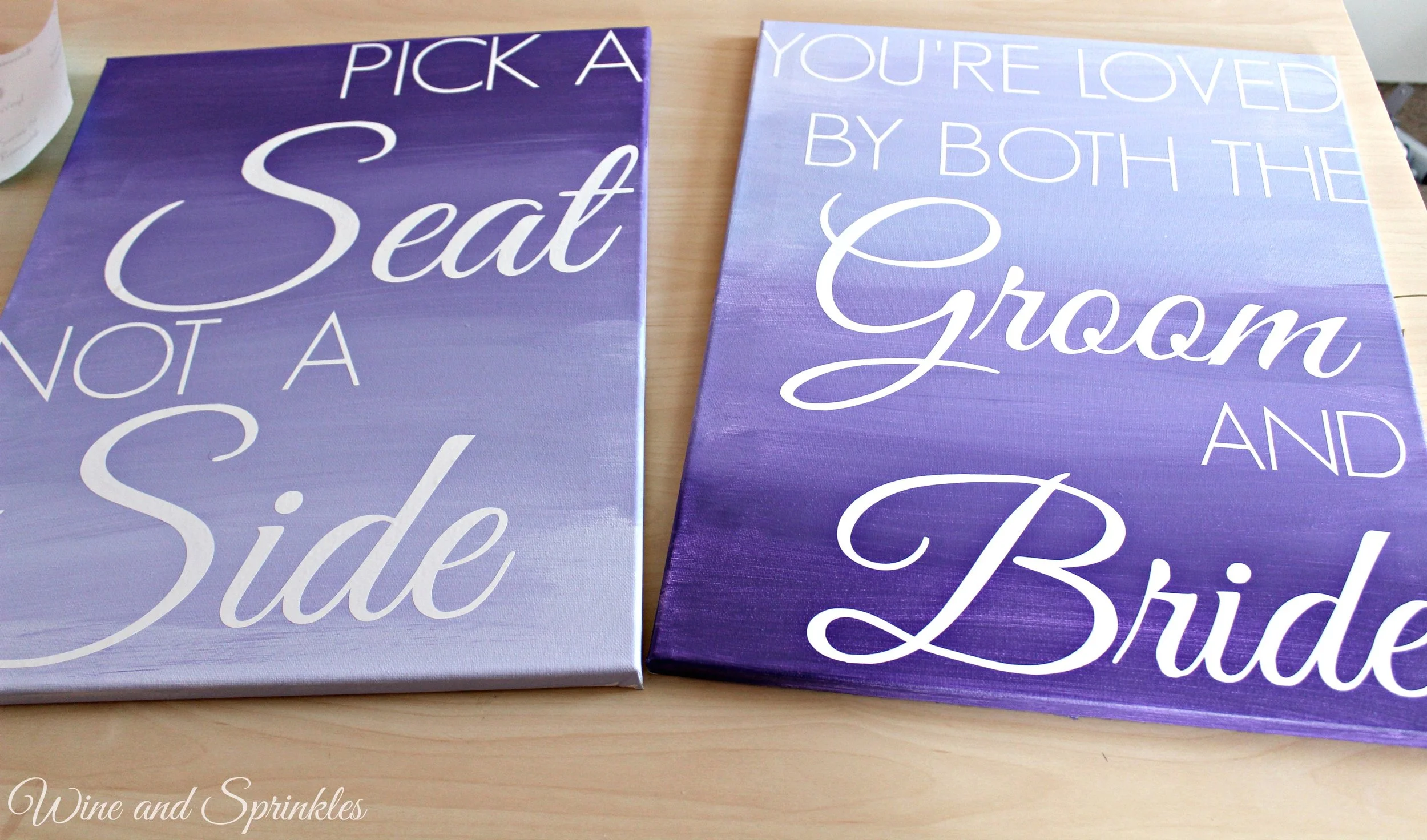 Ombre Watercolor Wedding Signs — Wine & Sprinkles