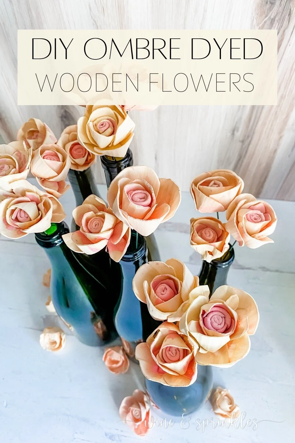 Ombre Dyed Wooden Flowers — Wine & Sprinkles