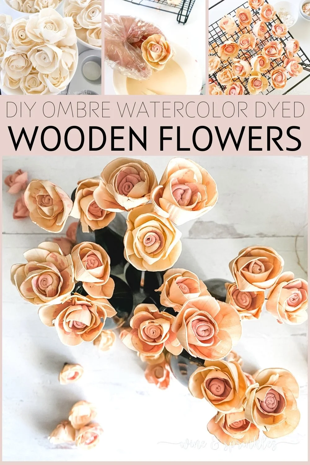 Ombre Dyed Wooden Flowers — Wine & Sprinkles