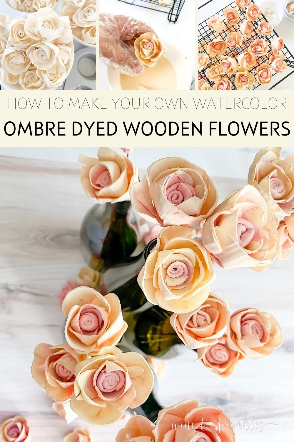 Ombre Dyed Wooden Flowers — Wine & Sprinkles