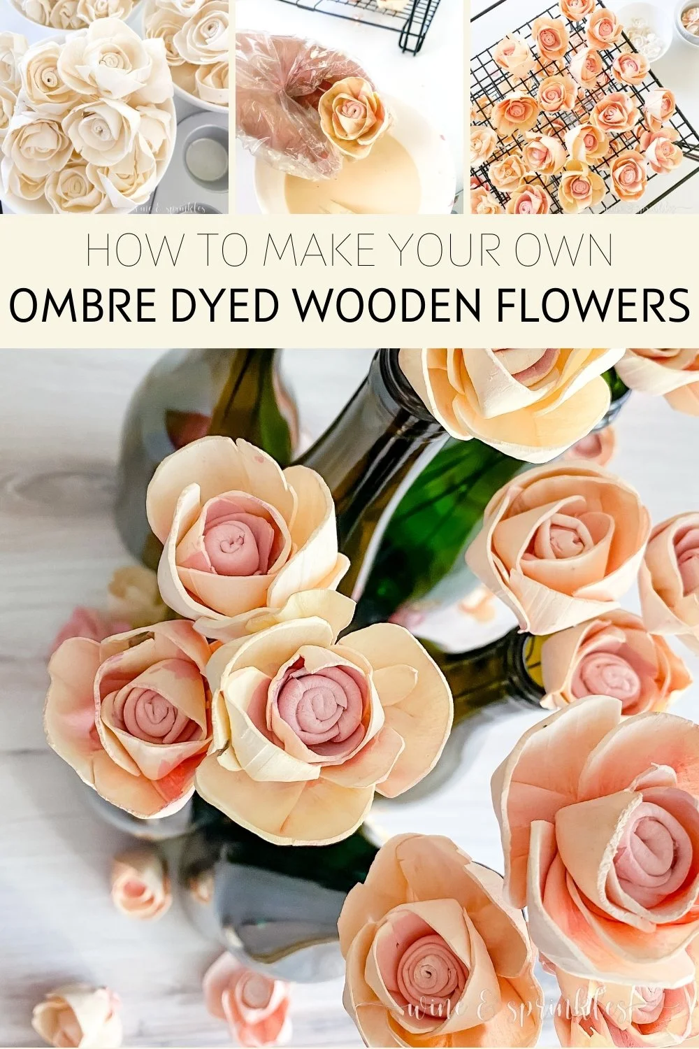 Ombre Dyed Wooden Flowers — Wine & Sprinkles