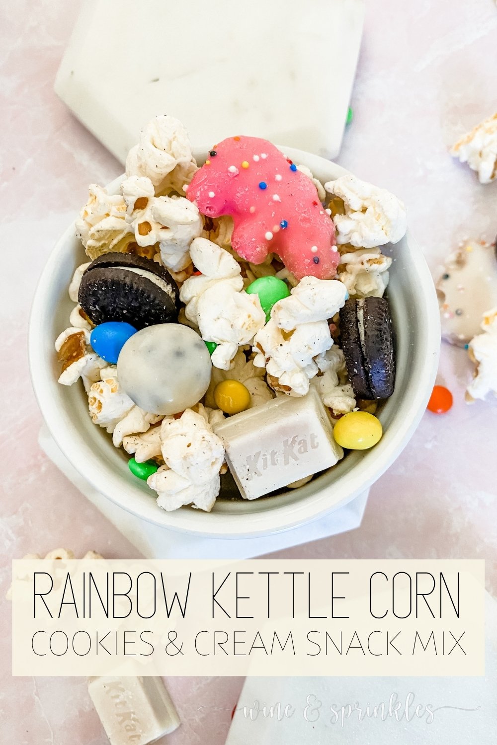 White Chocolate Rainbow Kettle Corn Snack Mix — Wine & Sprinkles
