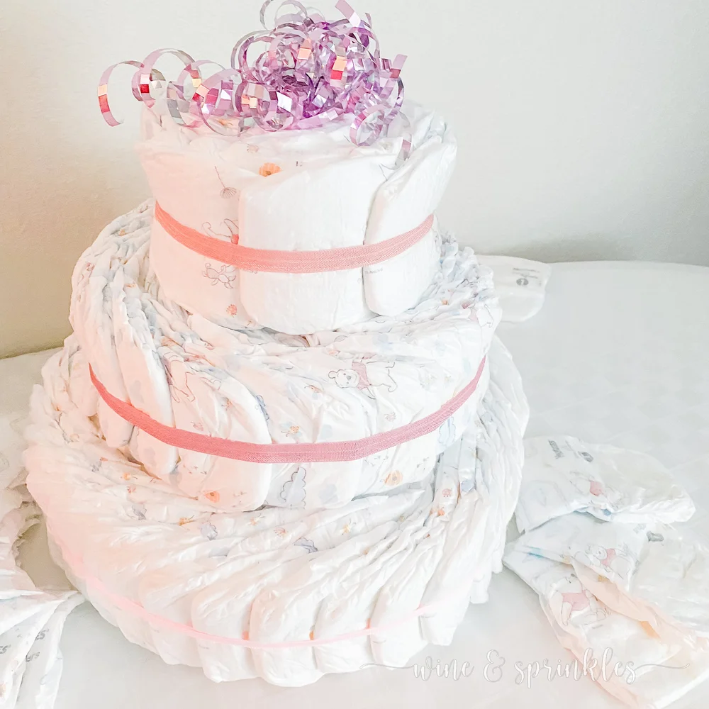 DIY Simple Three Tier Diaper Cake — Wine & Sprinkles