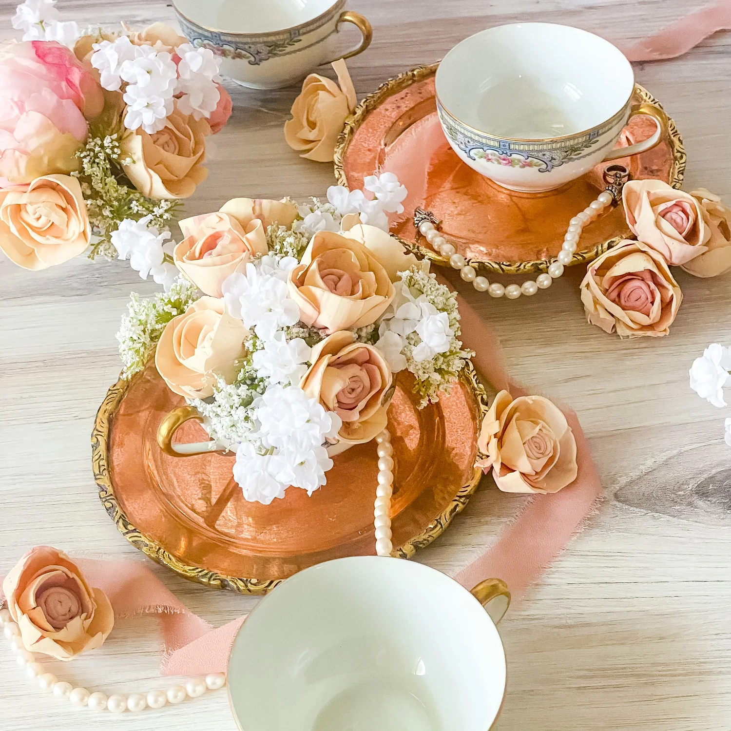 DIY Silk & Wooden Flower Tea Cup Centerpieces — Wine & Sprinkles